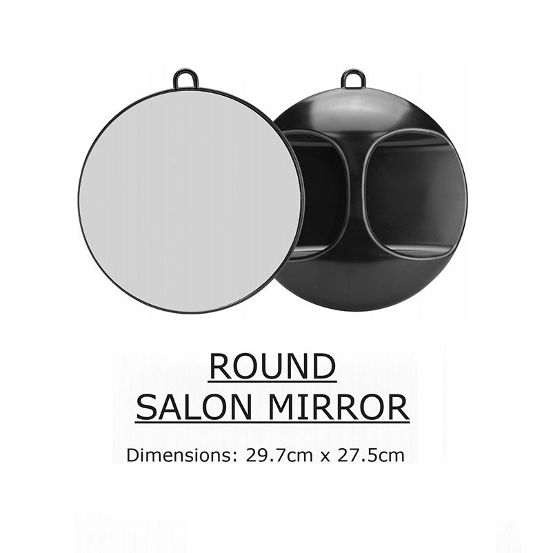 Hairdressing Round Mirror Back Handle Black